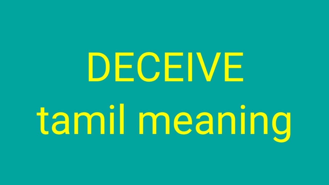 DECEIVE tamil meaning / sasikumar - YouTube