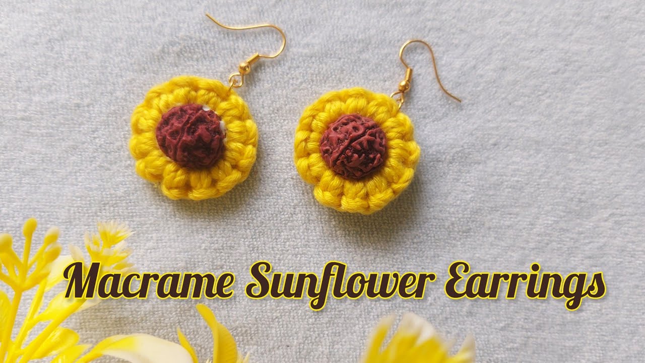 Macrame Sunflower Earrings | Easy Macrame Earrings step by step | DIY ...