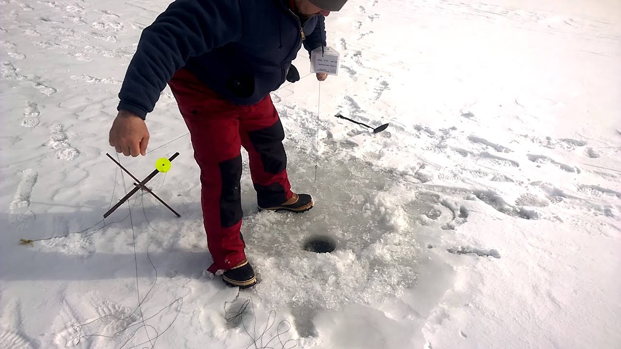 Muscoot Reservoir ice fishing 2/1/15 Brown Trout - YouTube