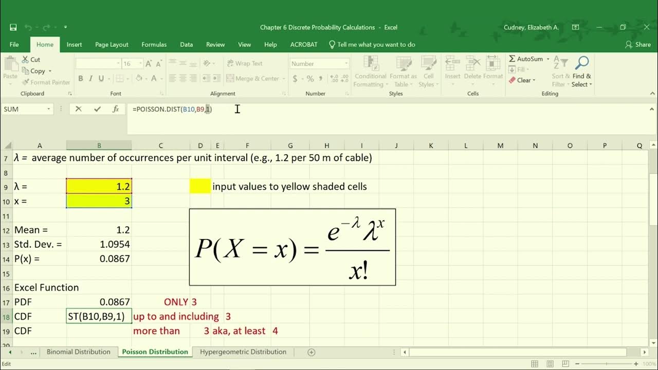 Excel Tutorial: Calculating Poisson Distribution in Excel - YouTube