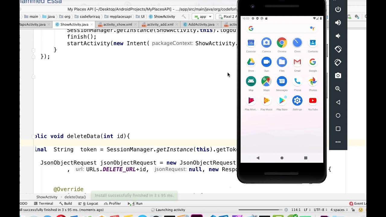 33 Android RESTful API Laravel with Google Maps delete data - YouTube