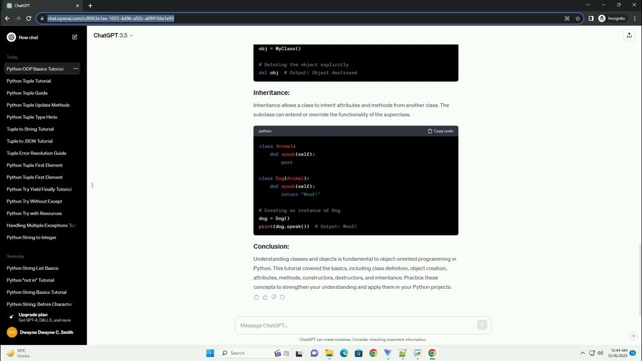 Python Tutorial Classes And Objects Youtube