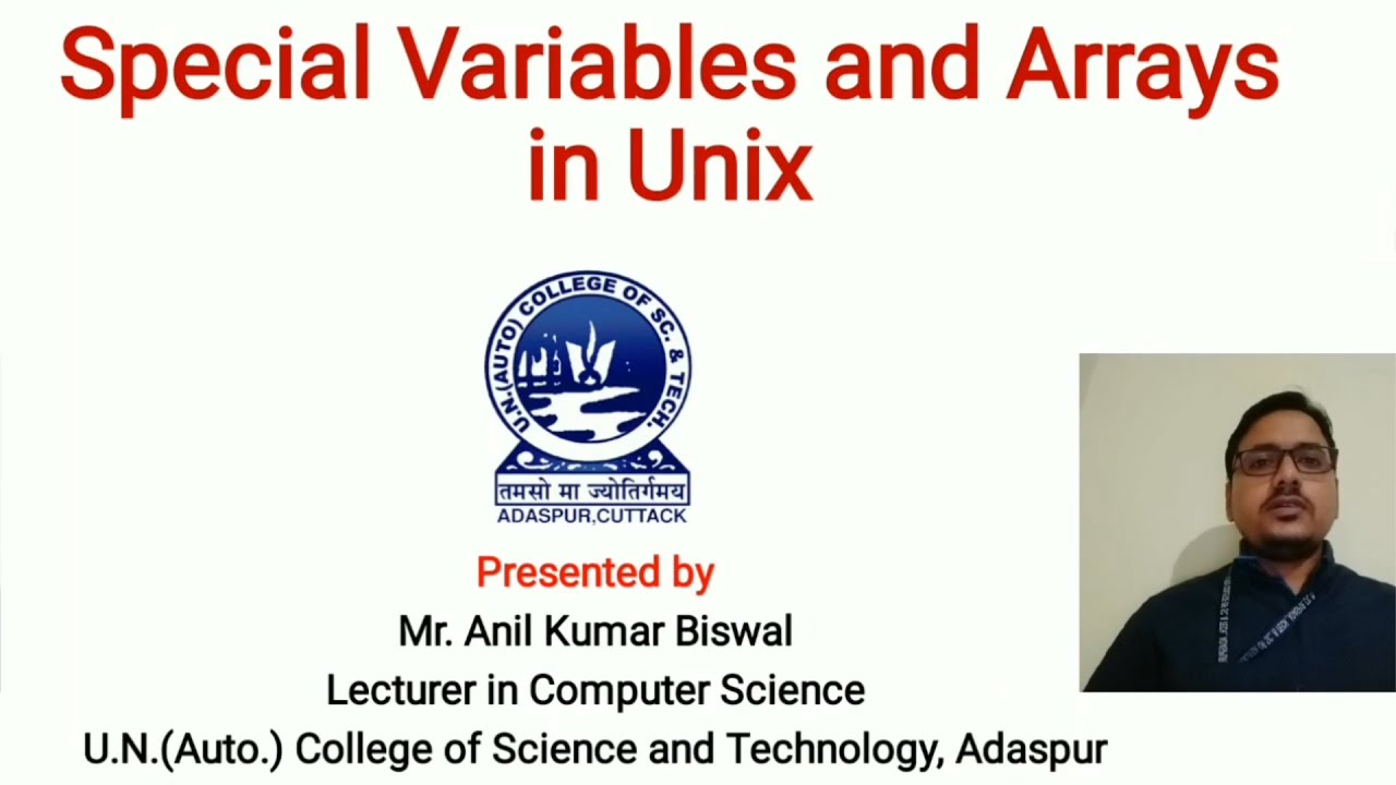 Unix Special Variables And Array Concepts Examples Youtube