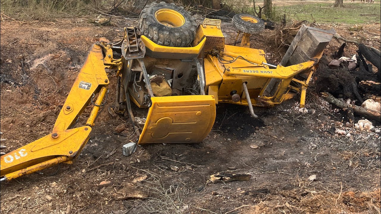 Disaster , flipped backhoe recovery. - YouTube