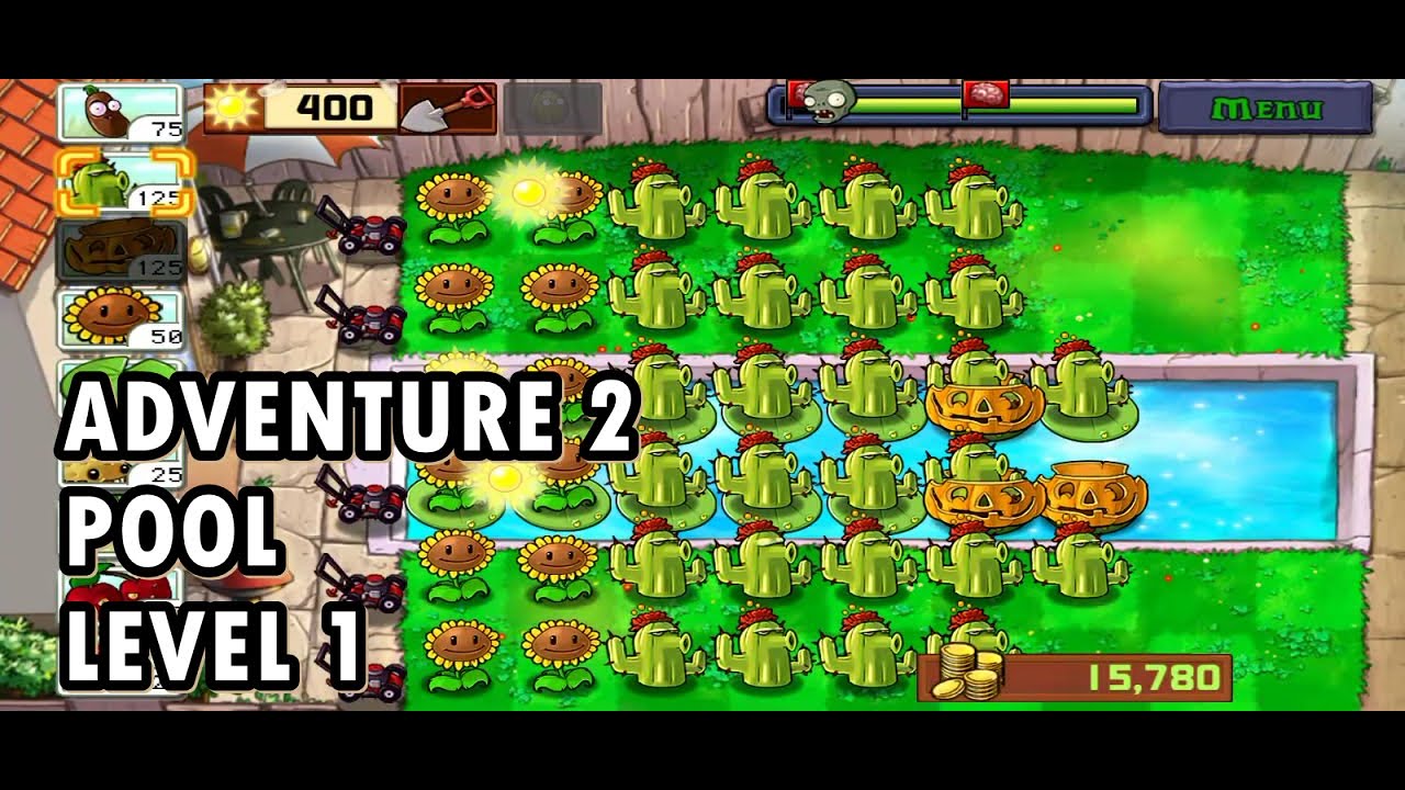 PvZ ADVENTURE 2 (POOL) LEVEL 1 - YouTube