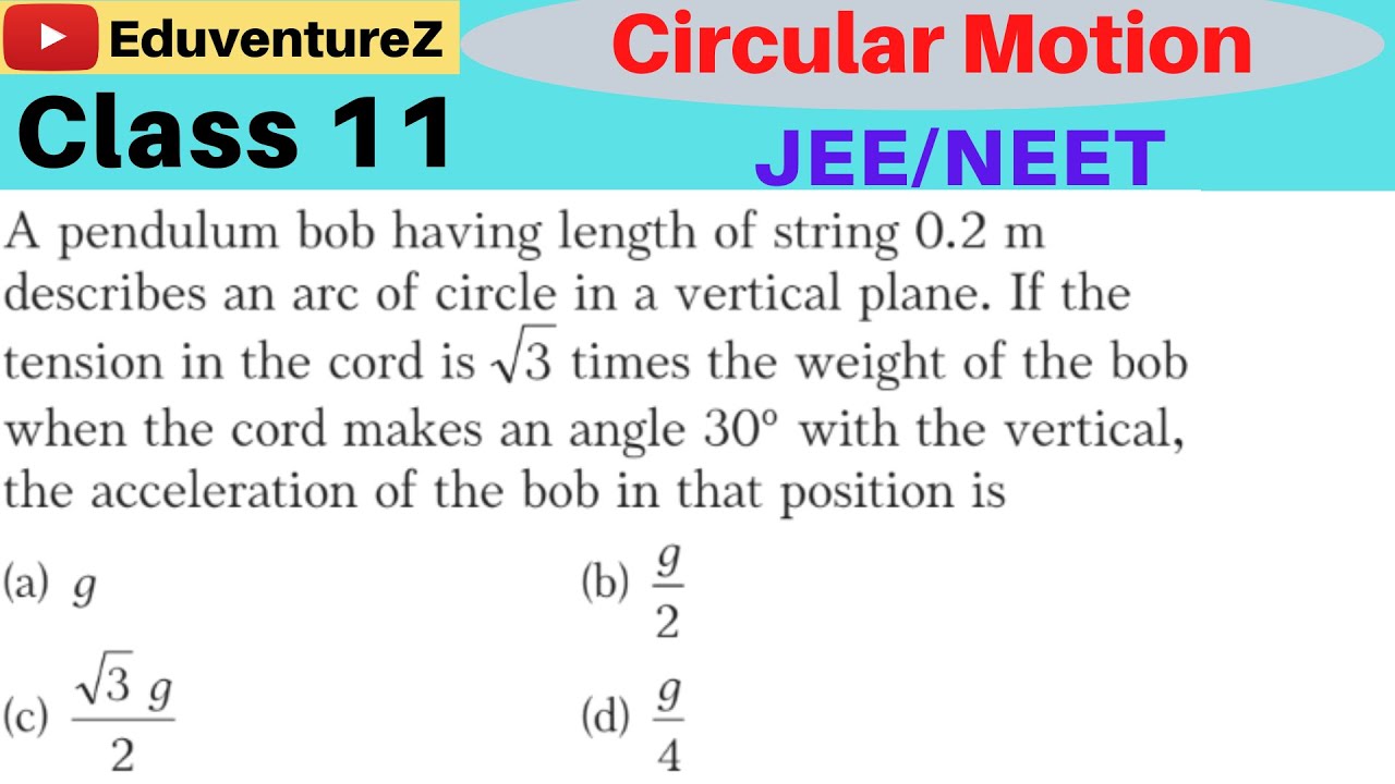 A pendulum bob having length of string 0.2 m describes an arc of circle ...