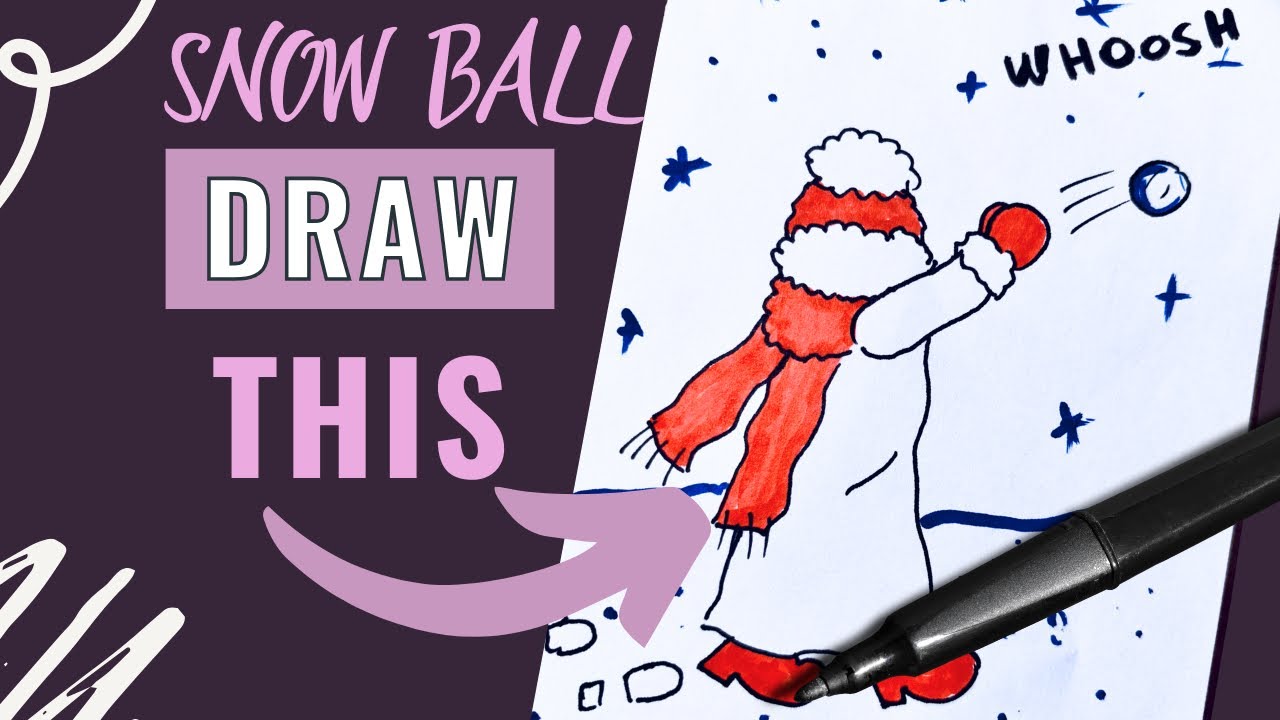 Cozy winter doodle | drawing a snowball scene ️ - YouTube