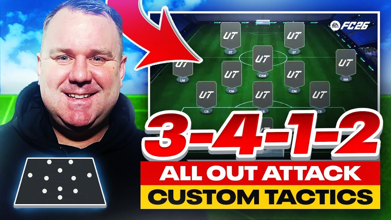 FC26 - ALL OUT ATTACK 3412 CUSTOM TACTICS AND PLAYER ROLES!! - YouTube