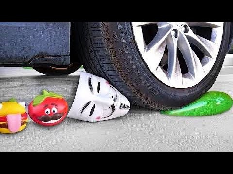 1 Hour ASMR - Crunchy & Soft Things vs Car | Running Over Stuff With ...