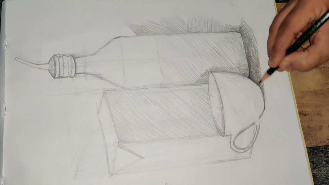 Still life with cross hatching II Cross hatching drawing II Sanjeev ...