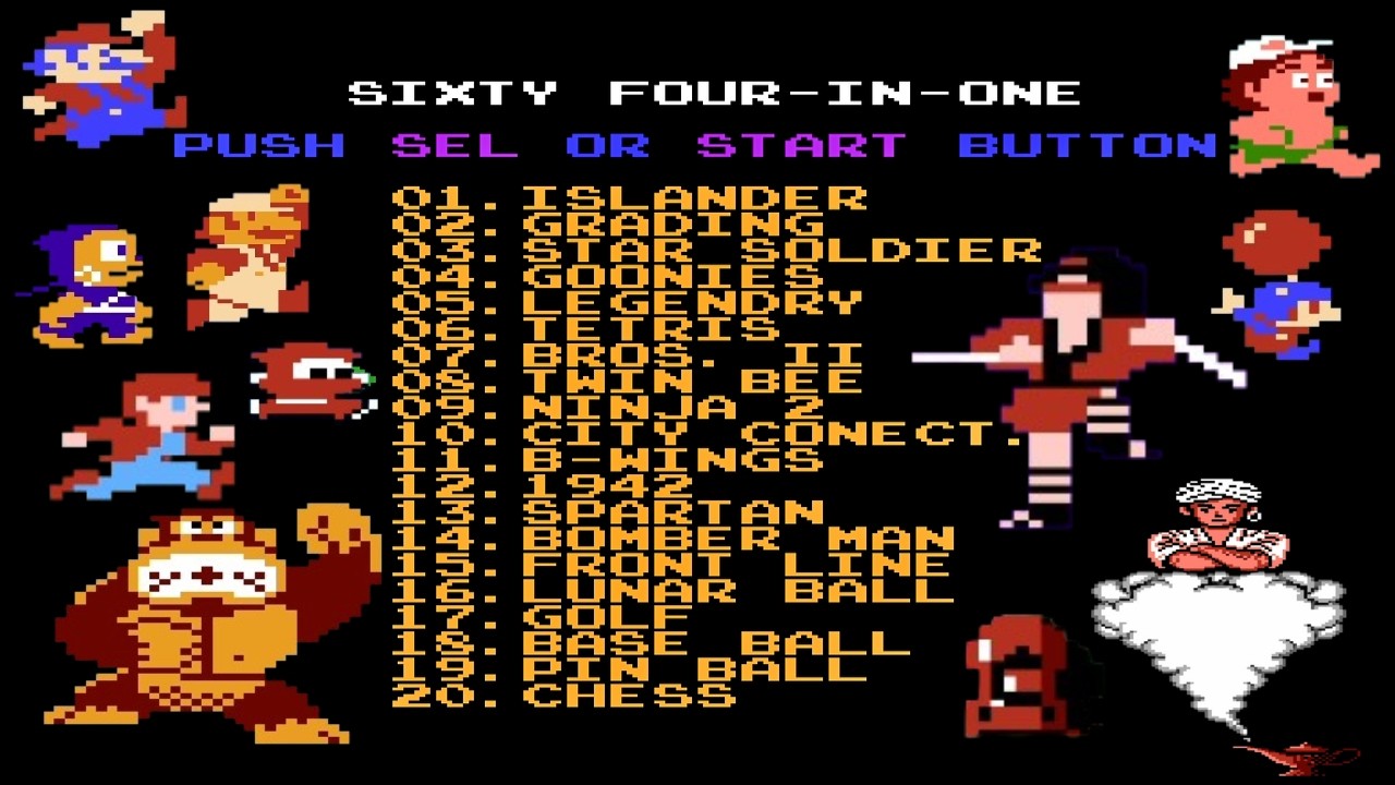 NES 64 in 1 Gameplay : Old School Nintendo Games - YouTube
