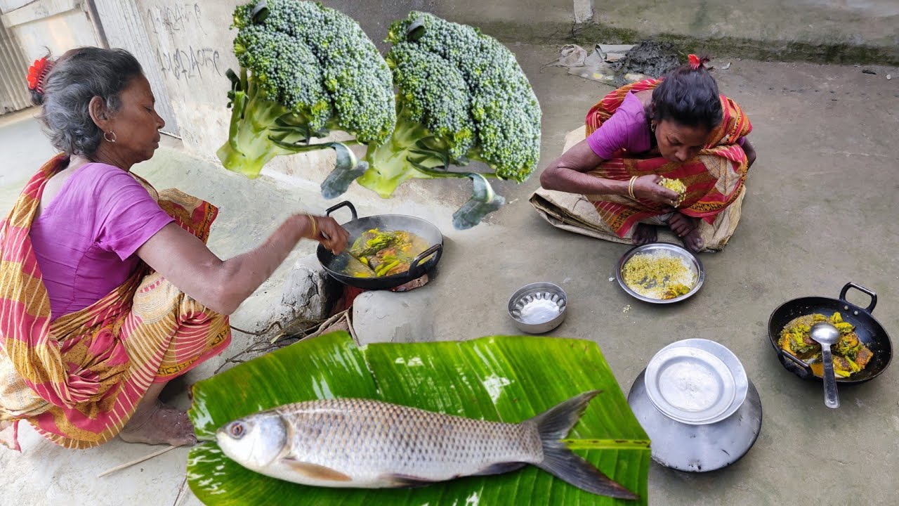 Local ROHU FISH cooking & eating recipes with BROCCOLI by tribe ...