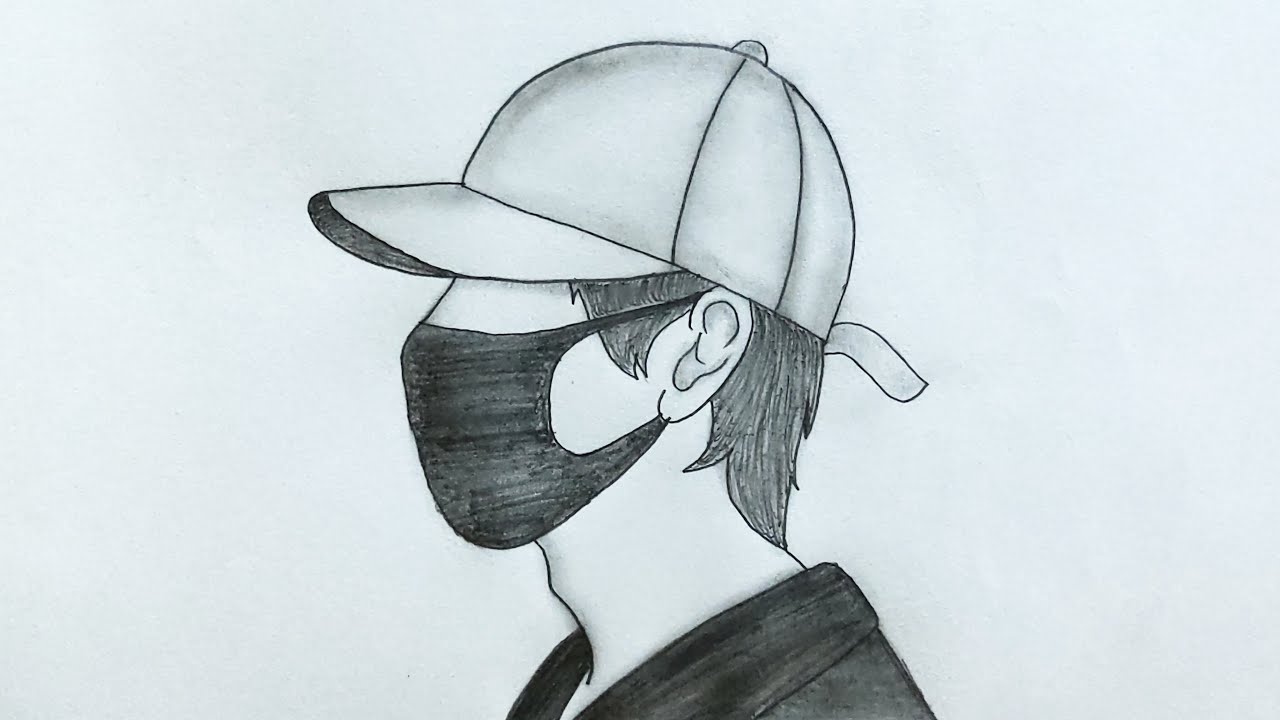 How to Draw a Man with a Hat Step by Step - Drawing a Man with a Mask ...