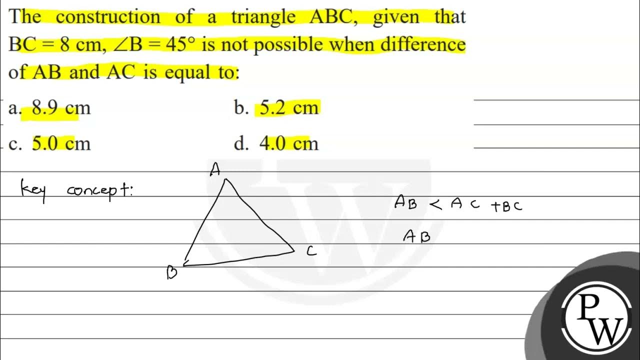 The construction of a triangle \( \mathrm{ABC} \), given that \( \mathrm{BC}=8 \mathrm{~cm}, \an ...