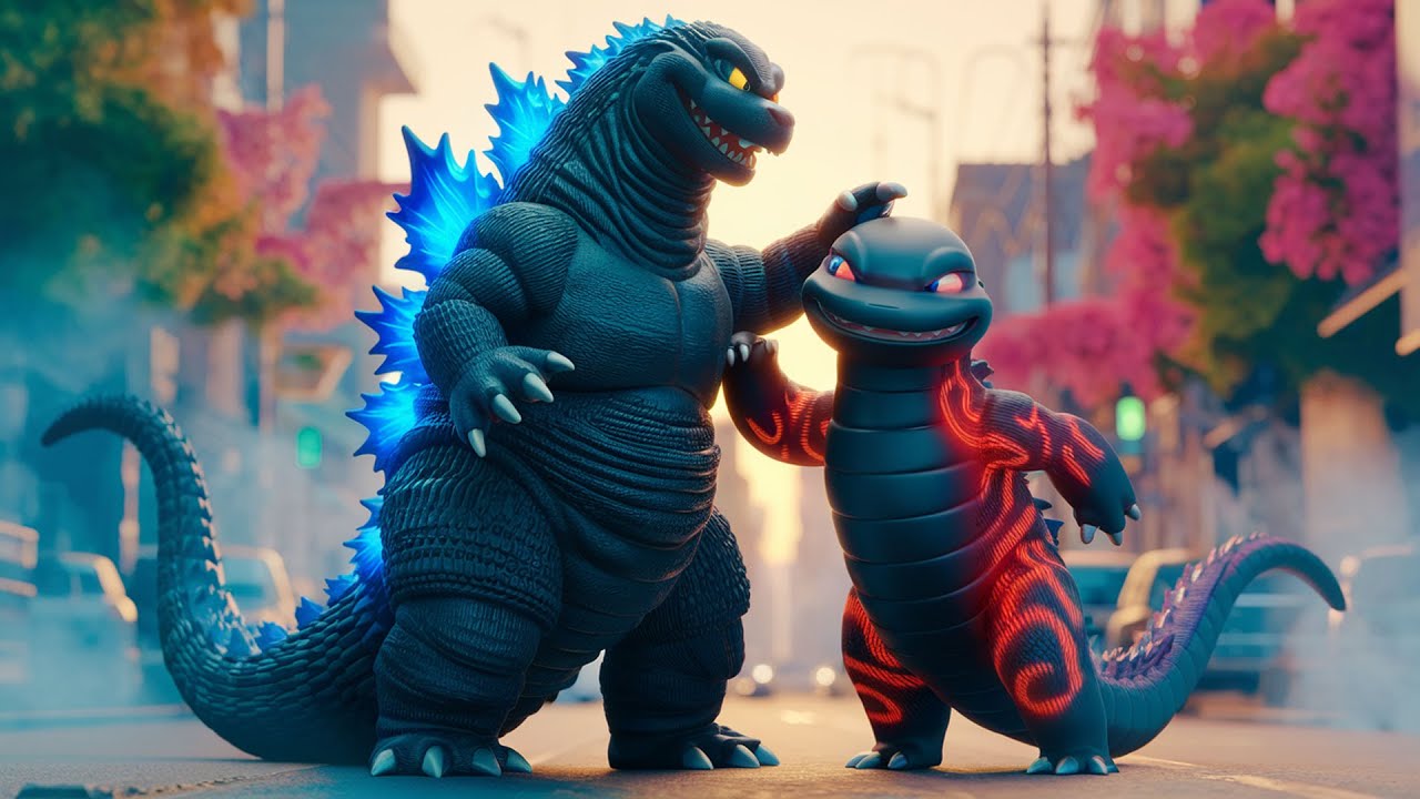 GODZILLA and friends cause chaos in the city - YouTube