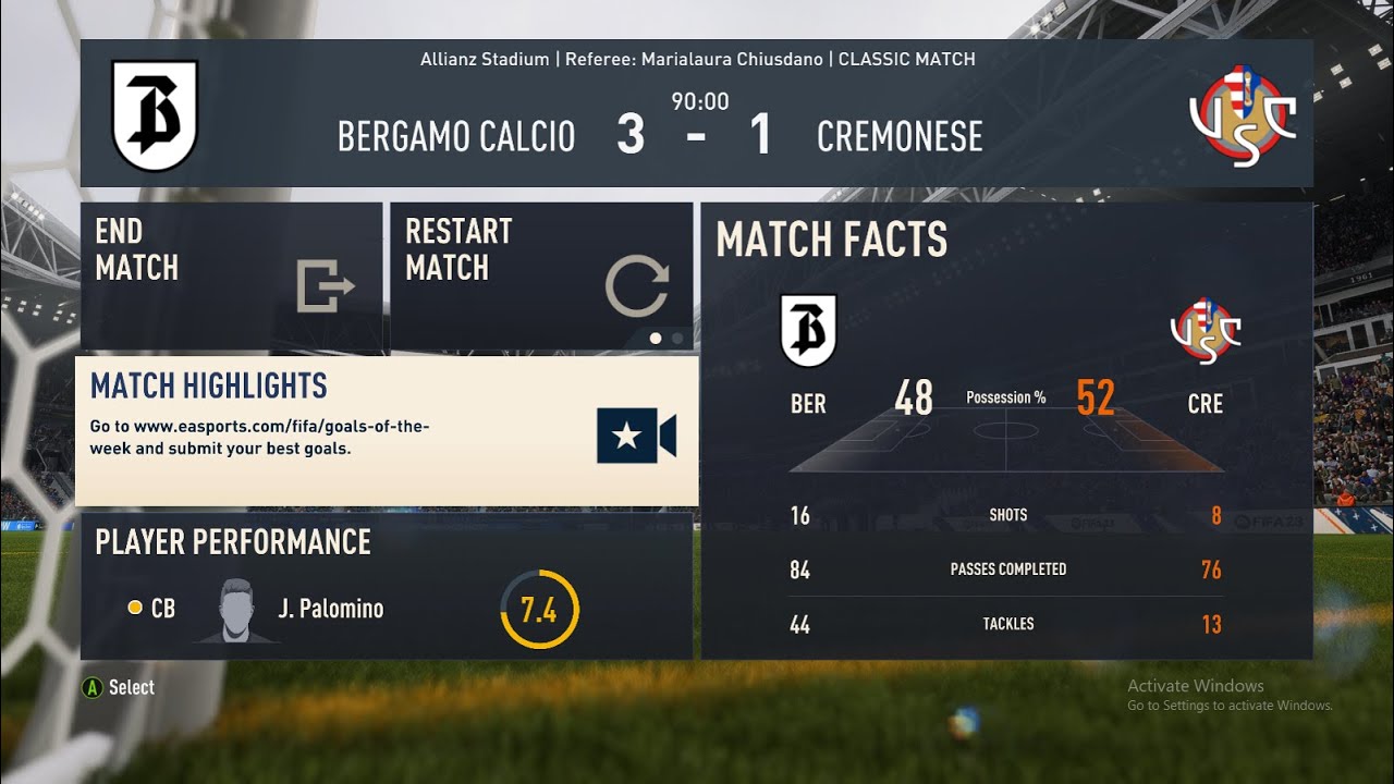 ATALANTA BC (BERGAMO CALCIO) 3-1 US CREMONESE ...