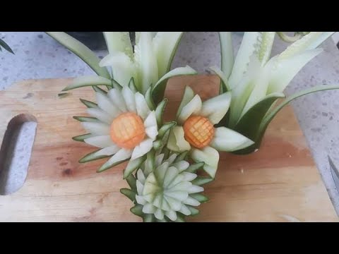 Tutorial garnish timun 1 buah jadi 4 garnish #part1 - YouTube