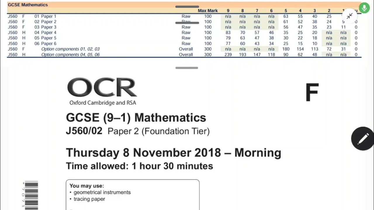 OCR GCSE Maths - November 2018 - Paper 2 (Foundation Non calc) - YouTube