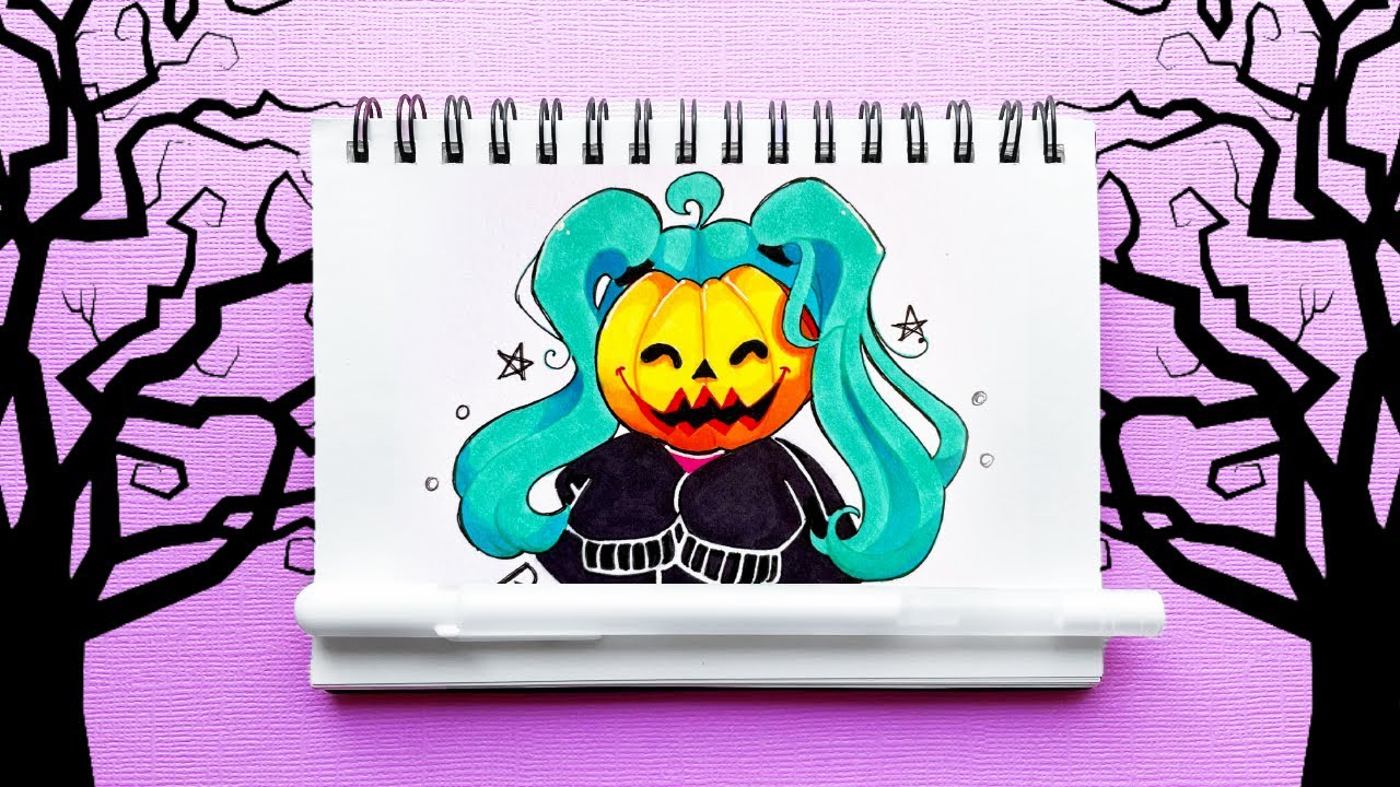 Halloween Drawing Pumpkin Head Anime Girl - YouTube