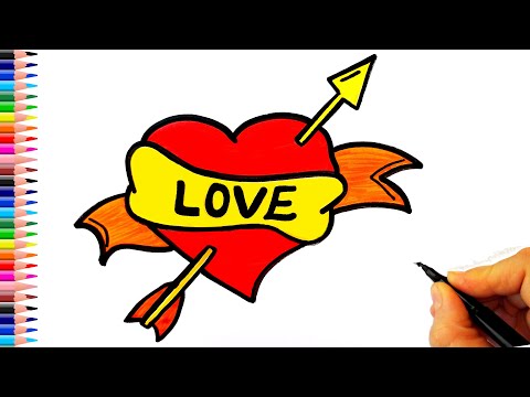 Oklu Kalp Çizimi - Kalp Çizimi - Kalp Çizimleri - Kalp Nasıl Çizilir? - Drawing Heart