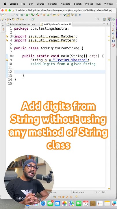 Add digits from given String without using any method of String class #javatutorial - YouTube