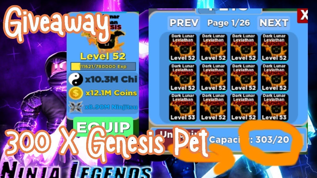 Roblox Ninja legend Live Giveaway X genesis [Giveaway Dark Lunar] - YouTube