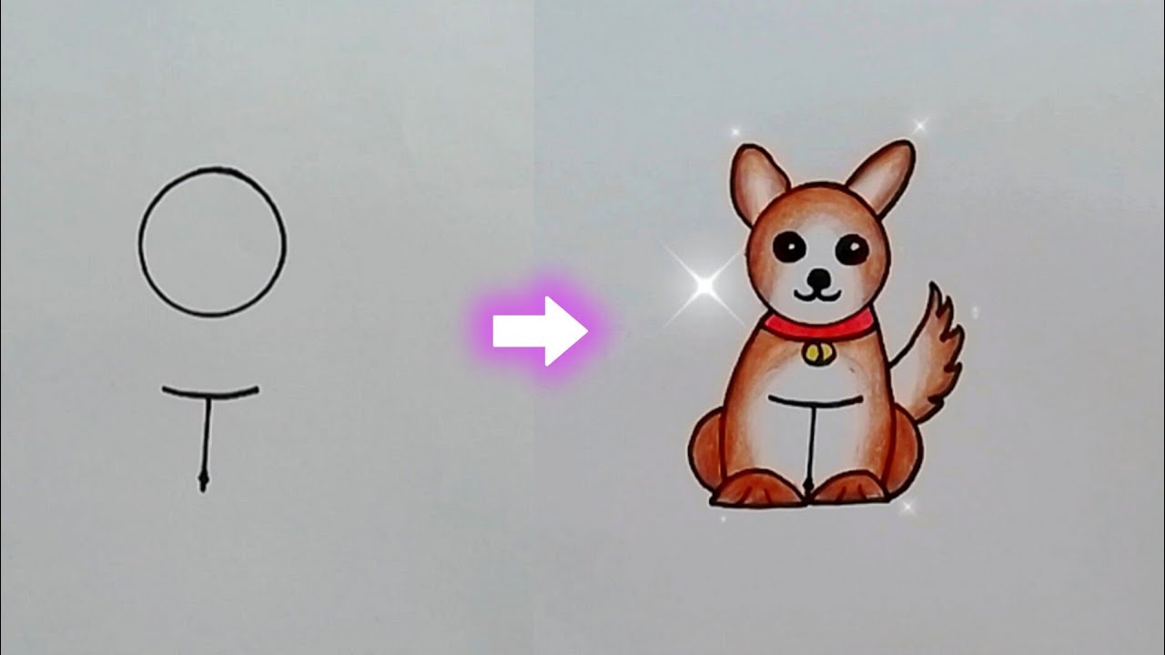 How to draw a cute Dog | Dog Drawing Easy | Easy drawing | Pencil ...
