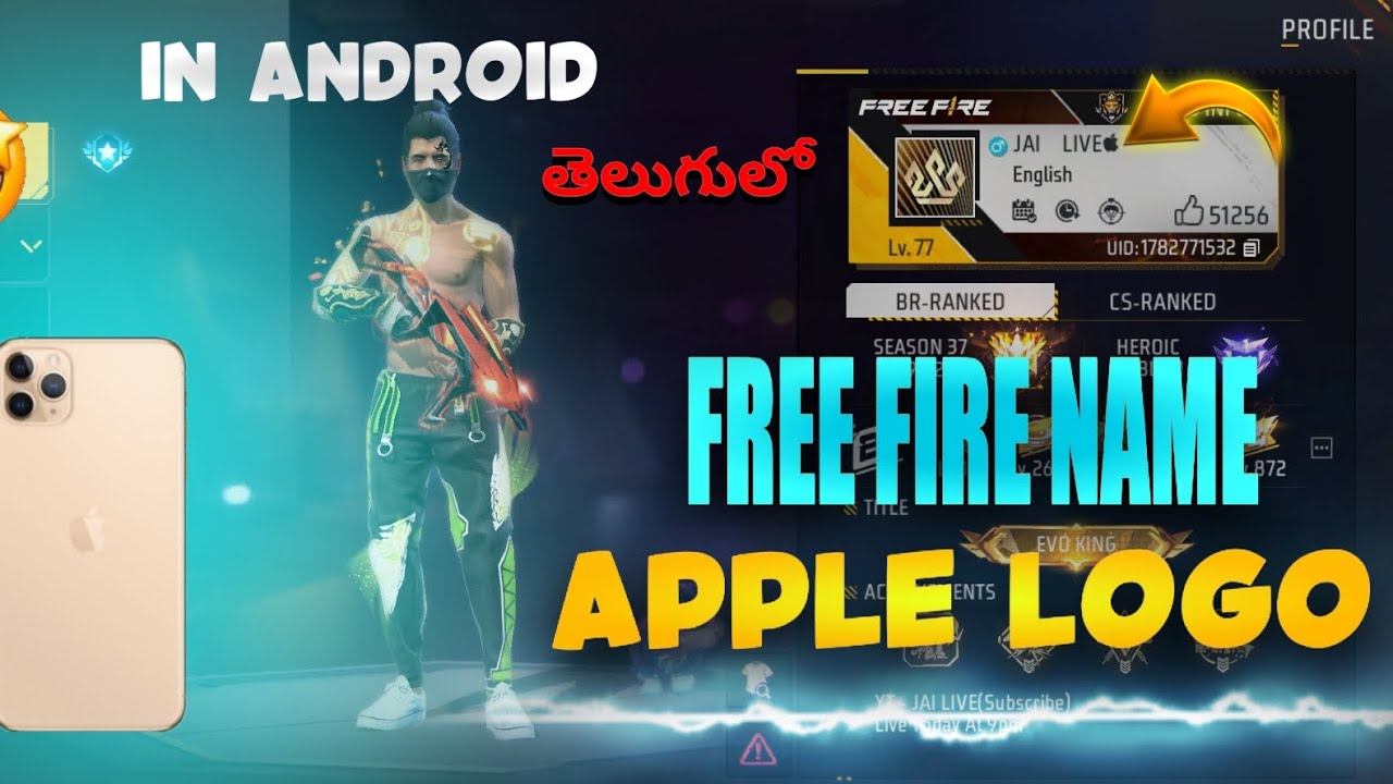 how to Android lo free fire name apple logo #freefire #applelogo# ...