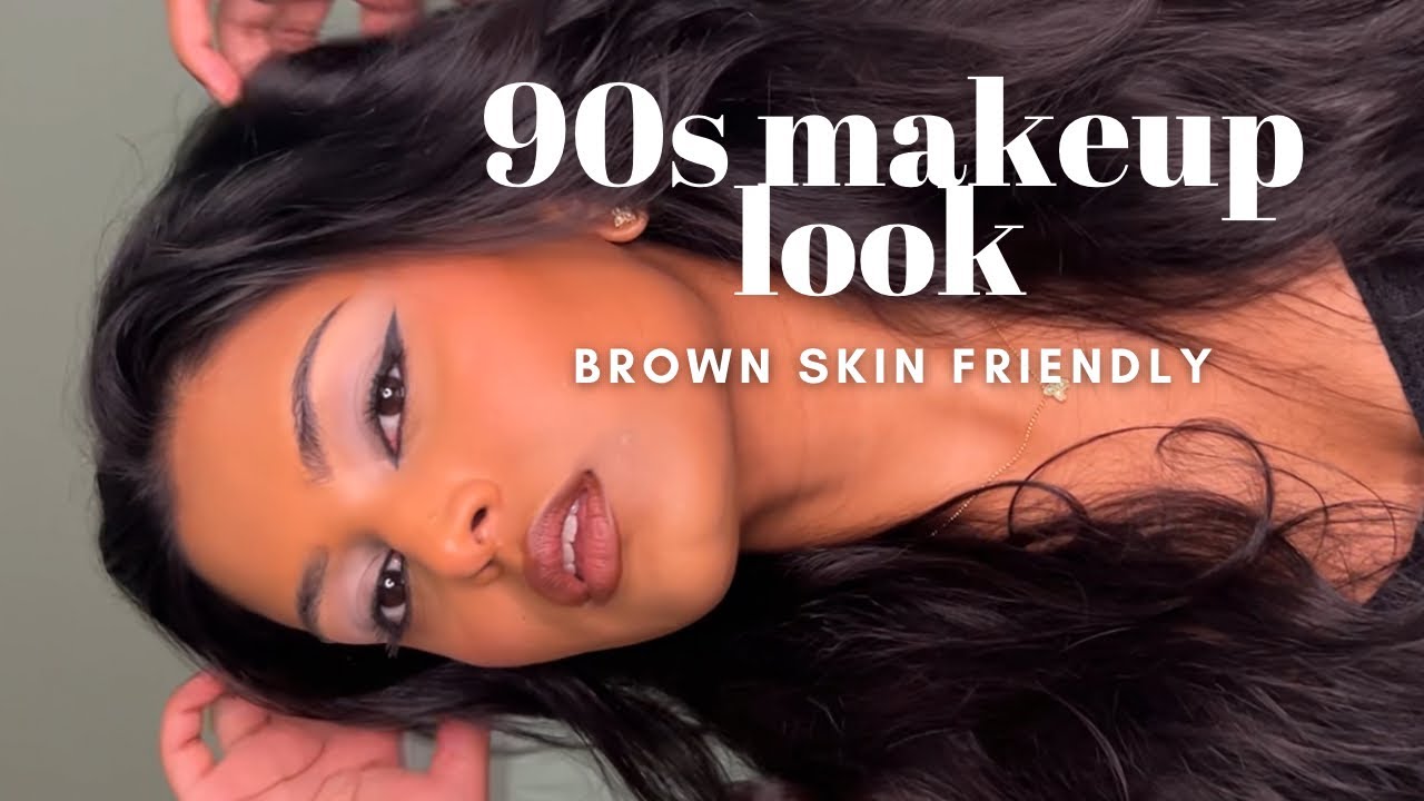 90s white eyeshadow & thin brow makeup tutorial | brown skin makeup ...
