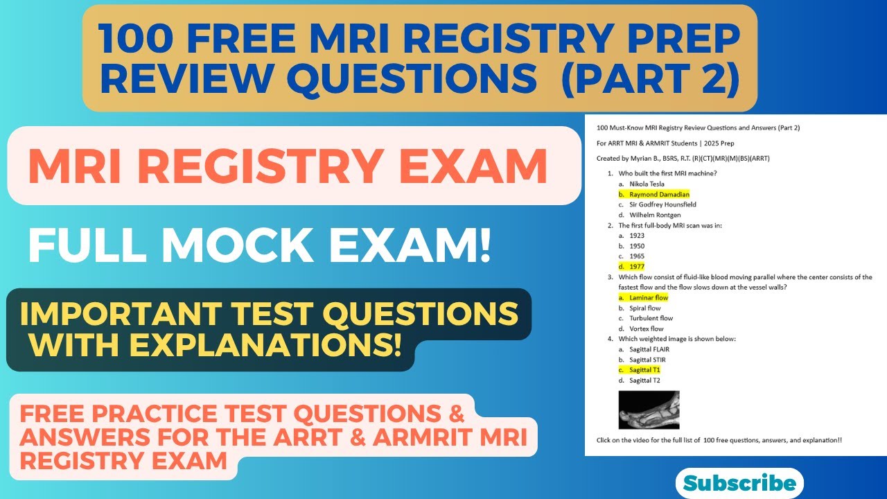 100 FREE MRI Registry Practice Test Questions and Answers Part 2 (2025 ...