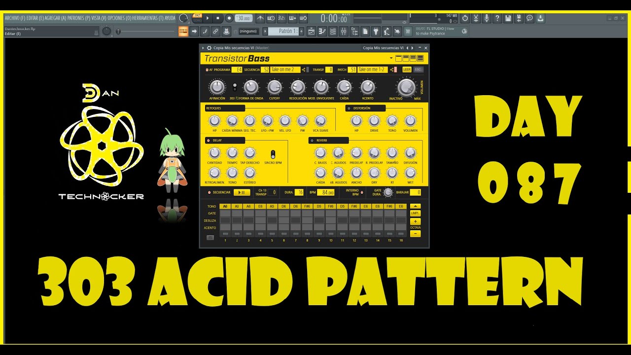 303 Acid melodic pattern Day 87 #FlStudio24 #techno #melodictechno # ...