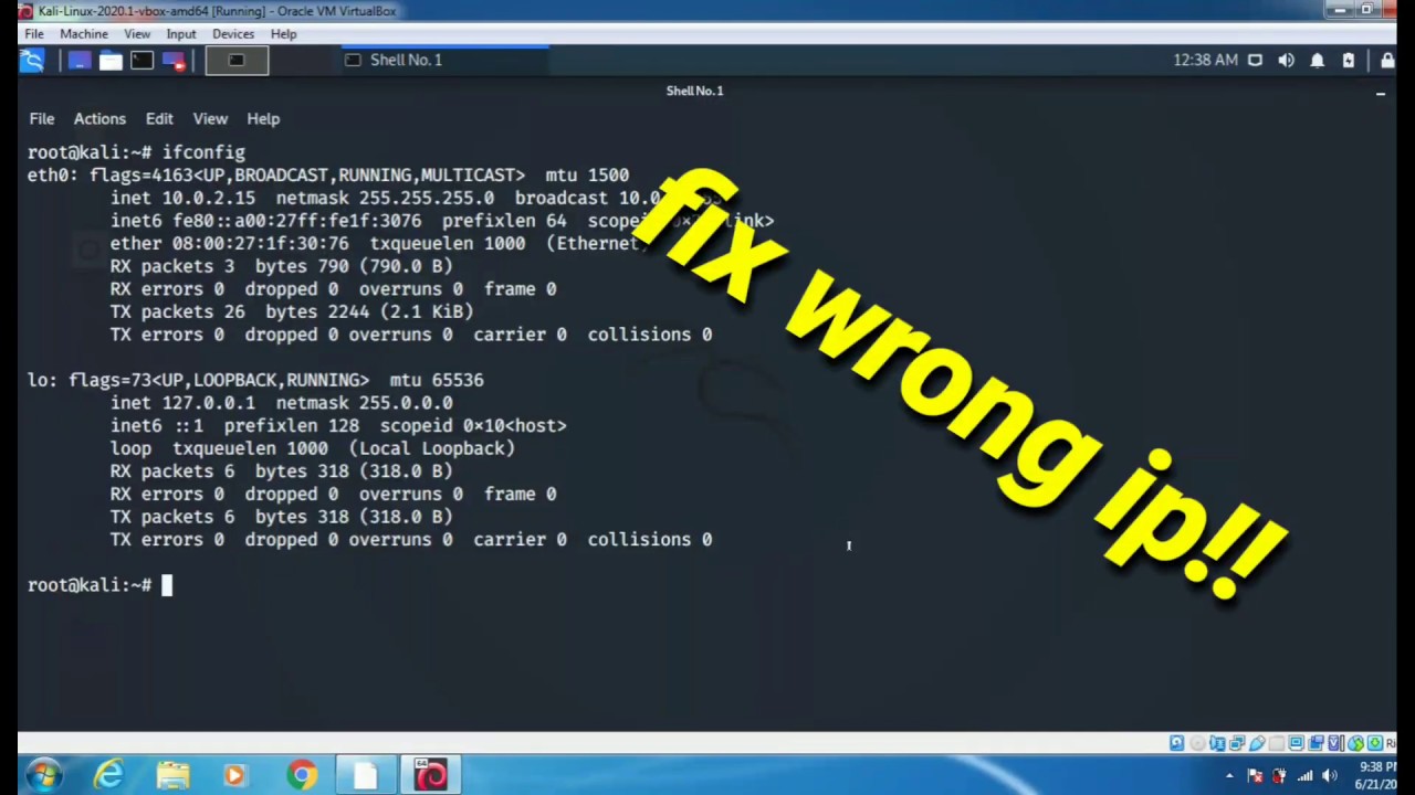 Fix:How to get correct ip address in virtual box 10.0.2.15 to 192.168.0 ...