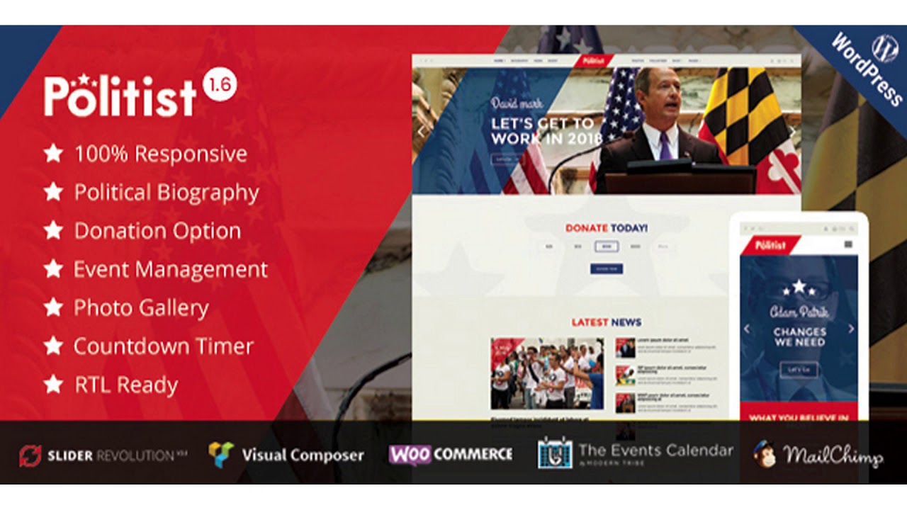 Political WordPress Theme | Political Candidate | Themeforest Website ...