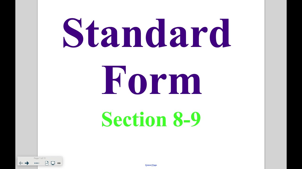 Pre Algebra - Lesson 8-9: Standard Form - YouTube
