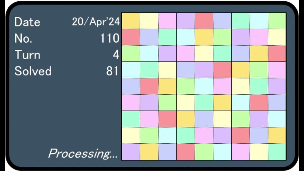 数独を色と音で解く(琉球音階ver) / Solved SUDOKU with Color and Sound(Okinawa version) 【IRODOKU / OTODOKU】#16 ...