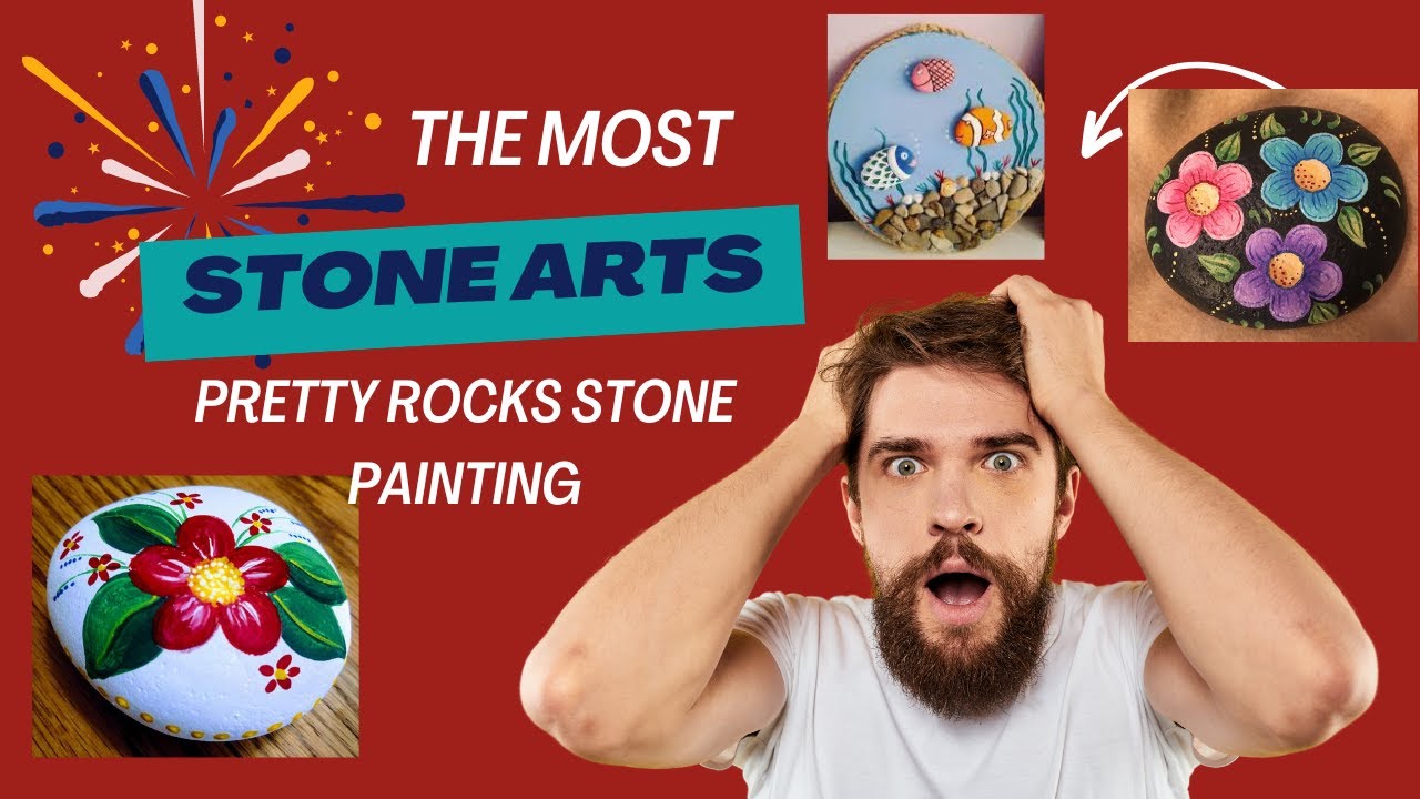 Pretty Rock Stone Painting And Stone/ Stone Art Diy Mosaic Flowers/ The ...