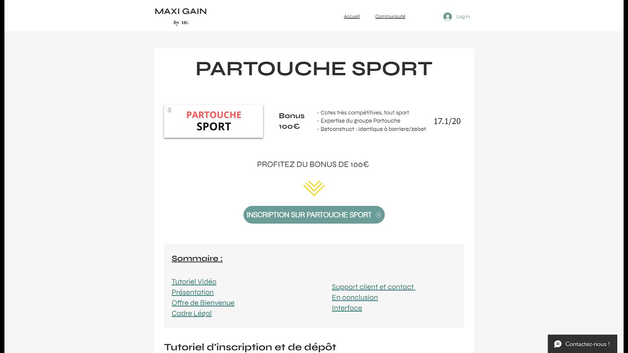 Comment s'inscrire et faire un dépot sur PARTOUCHE SPORT - YouTube