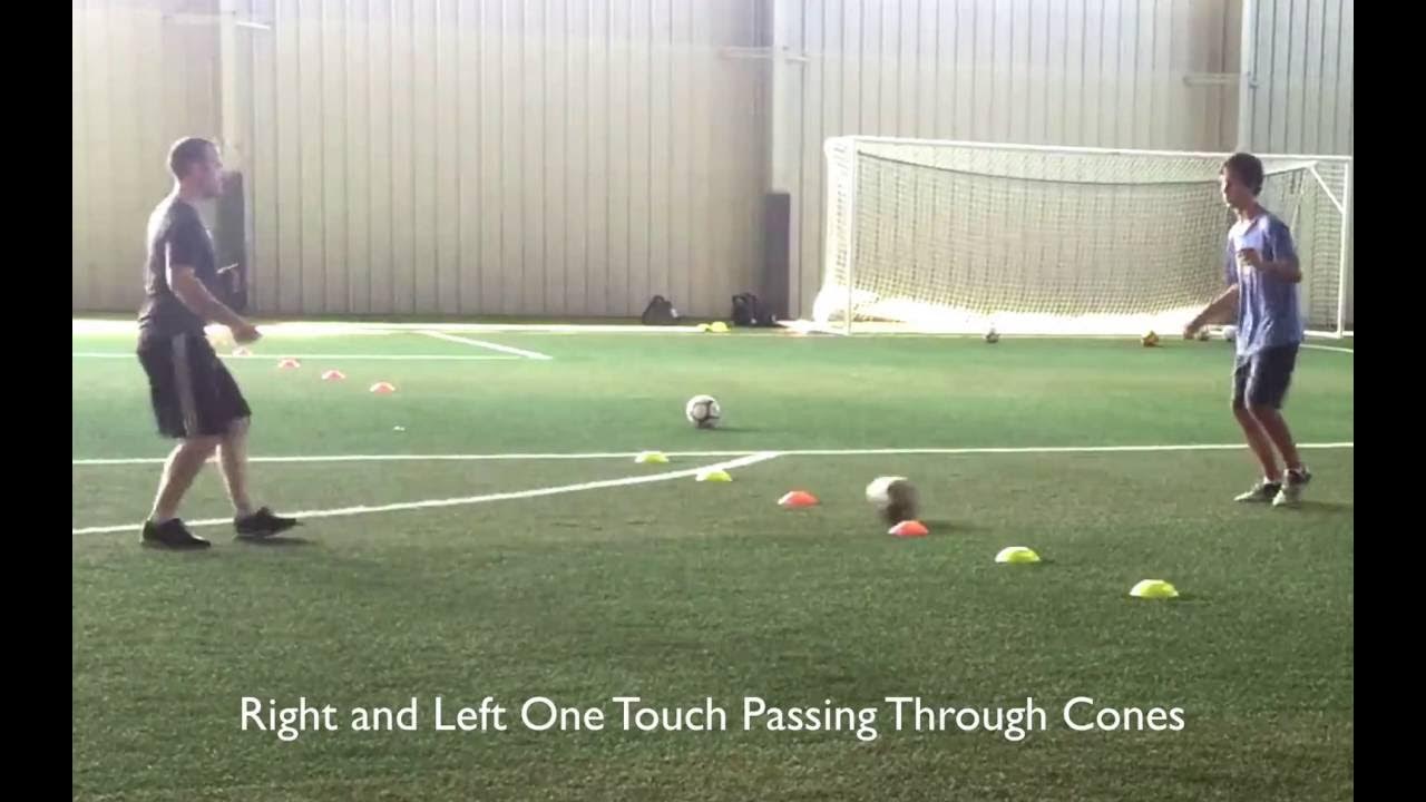 Simple Right and Left One Touch Soccer Passing Drill Through Cones - Private Soccer Training ...