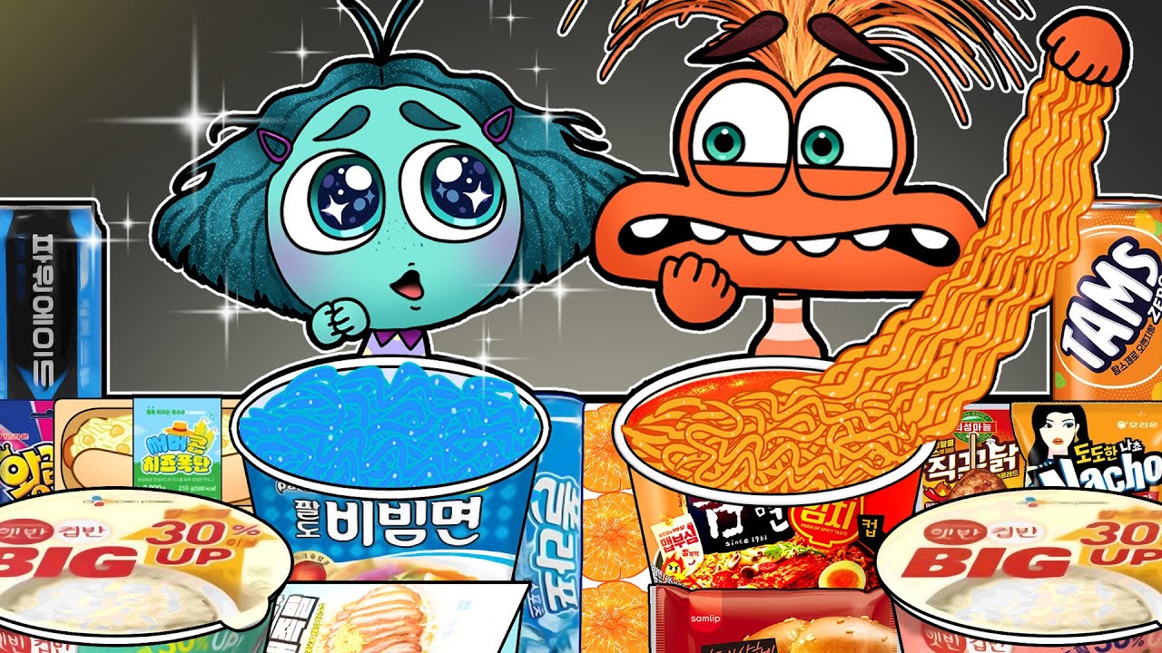 Inside Out 2 - Envy VS Anxiety Convenience Store BLUE ORANGE MUKBANG ...