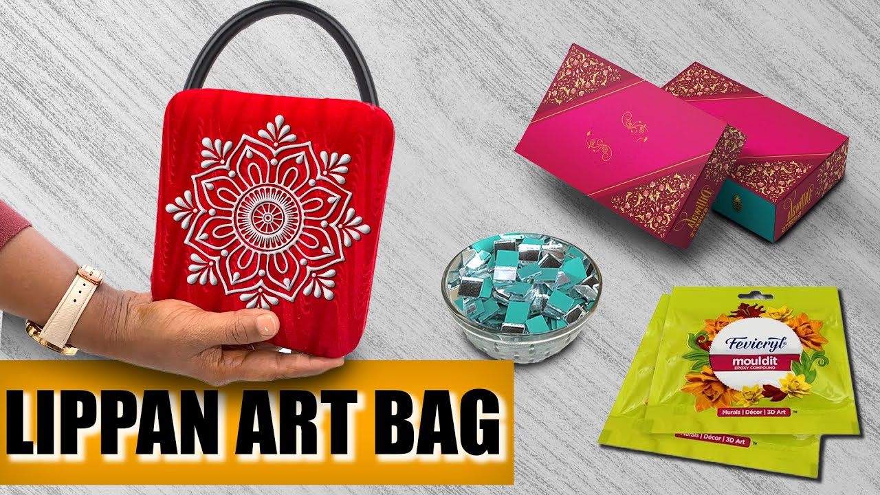 कैसे बनाये Stunning # LIPPAN ART BAG घर पर ही 😍😱 | Box Lippan Art Bag ...