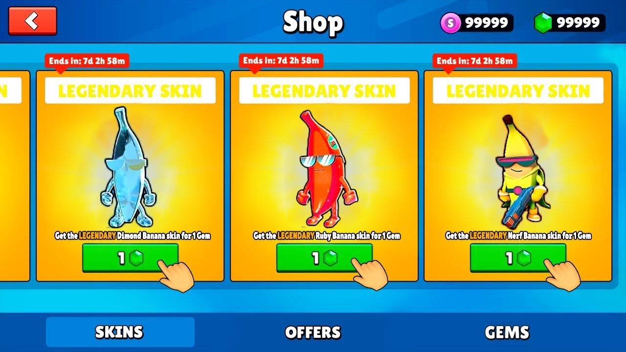 MEGA GIFTS!!! BUY BANANA SKINS FOR 1 GEMS NOW!!!🎁🎁🎁 - Stumble Guys ...