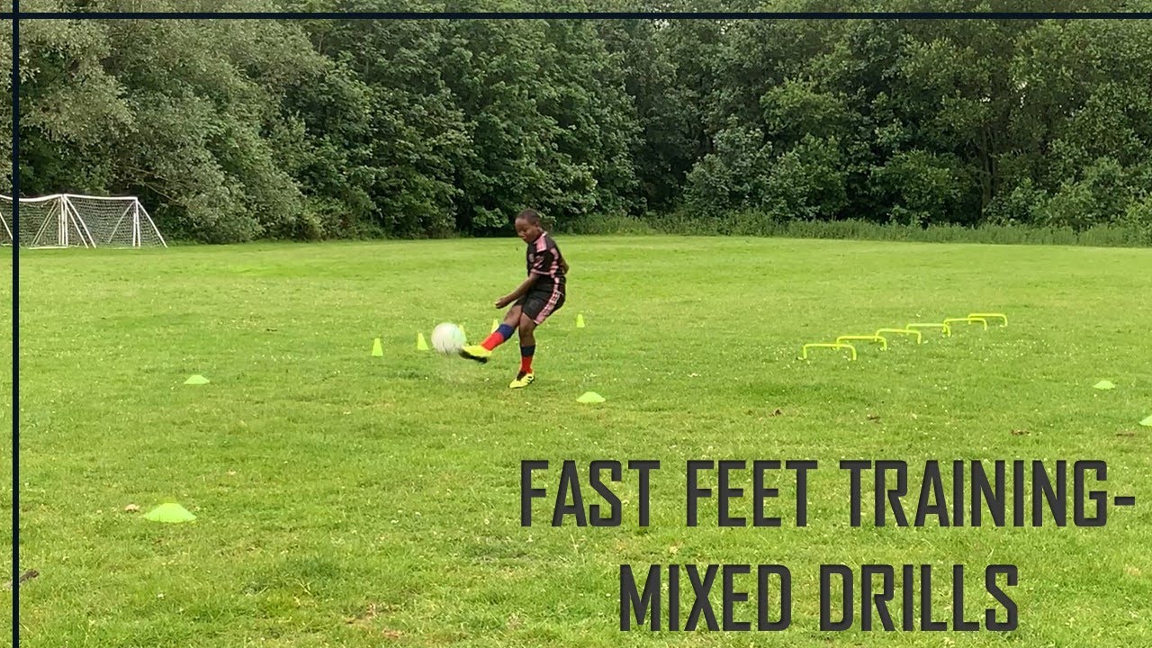 Football Training- Fast Feet Training -Mixed Drills - YouTube