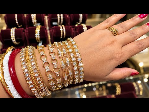 Tanishq Diamond Bangle Designs with Price/Single Kada Bangles/Real Diamond Bangles/deeya/Imdeeya