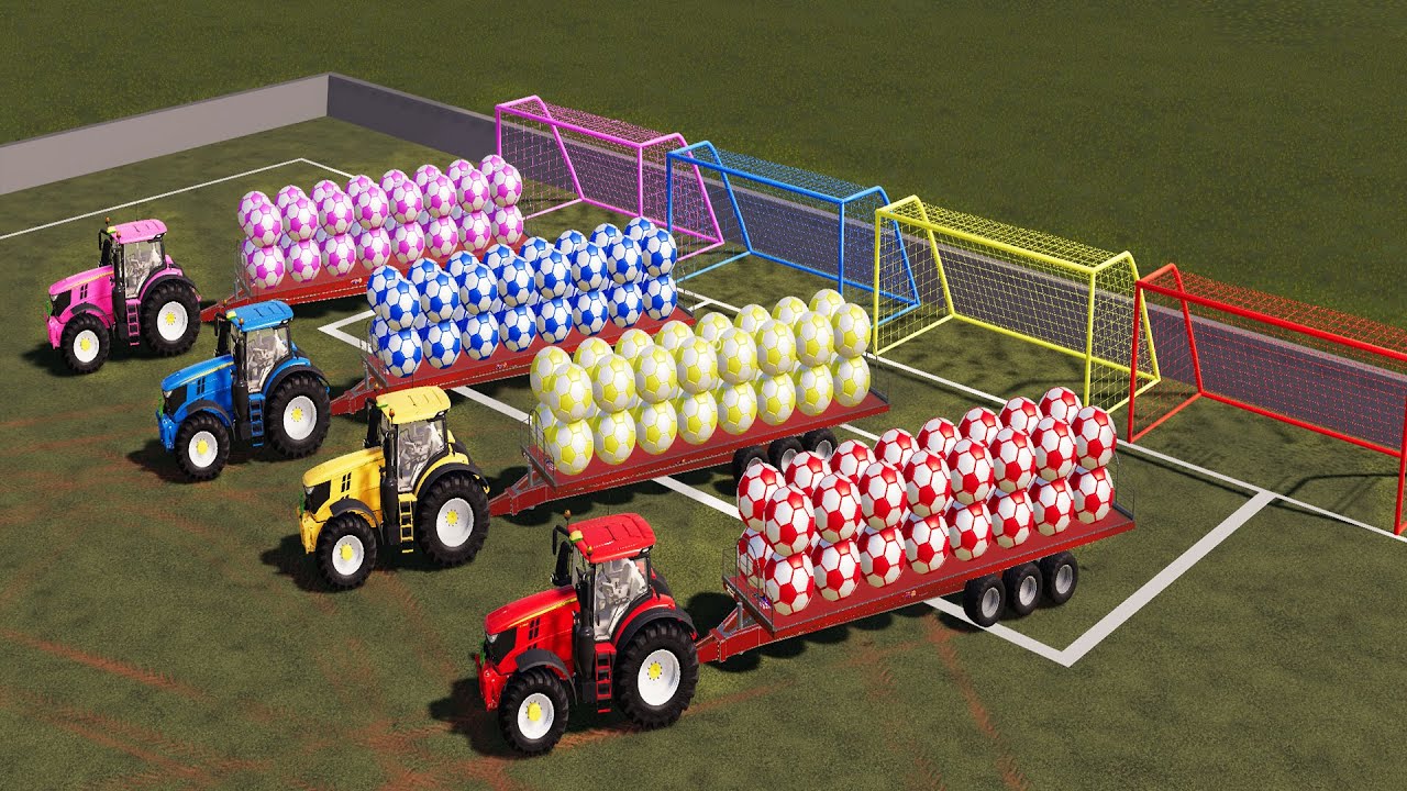 LAND OF COLORED BALL! SOCCER FIELD vs COLORED BALL BALES! | Farming ...