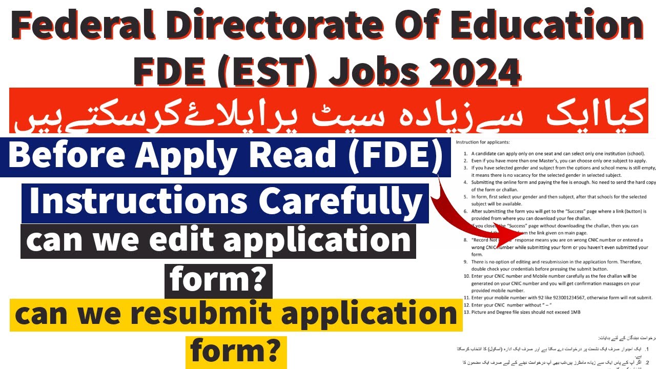 Federal Directorate Of Education Fde Est Jobs 2024 Before Apply Read Fde Instructions
