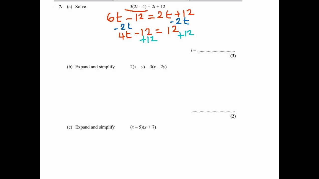 Q7 Algebra Equation and simplification - YouTube