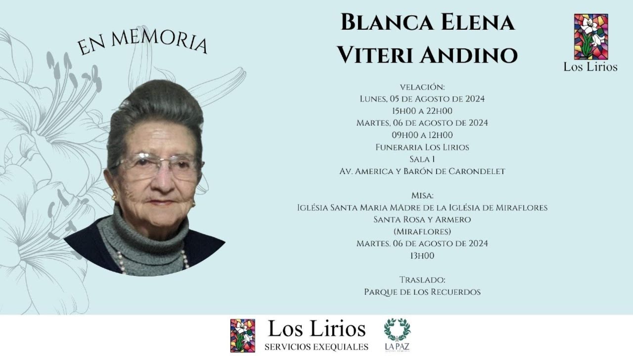 En memoria de Blanca Elena Viteri Andino. - YouTube