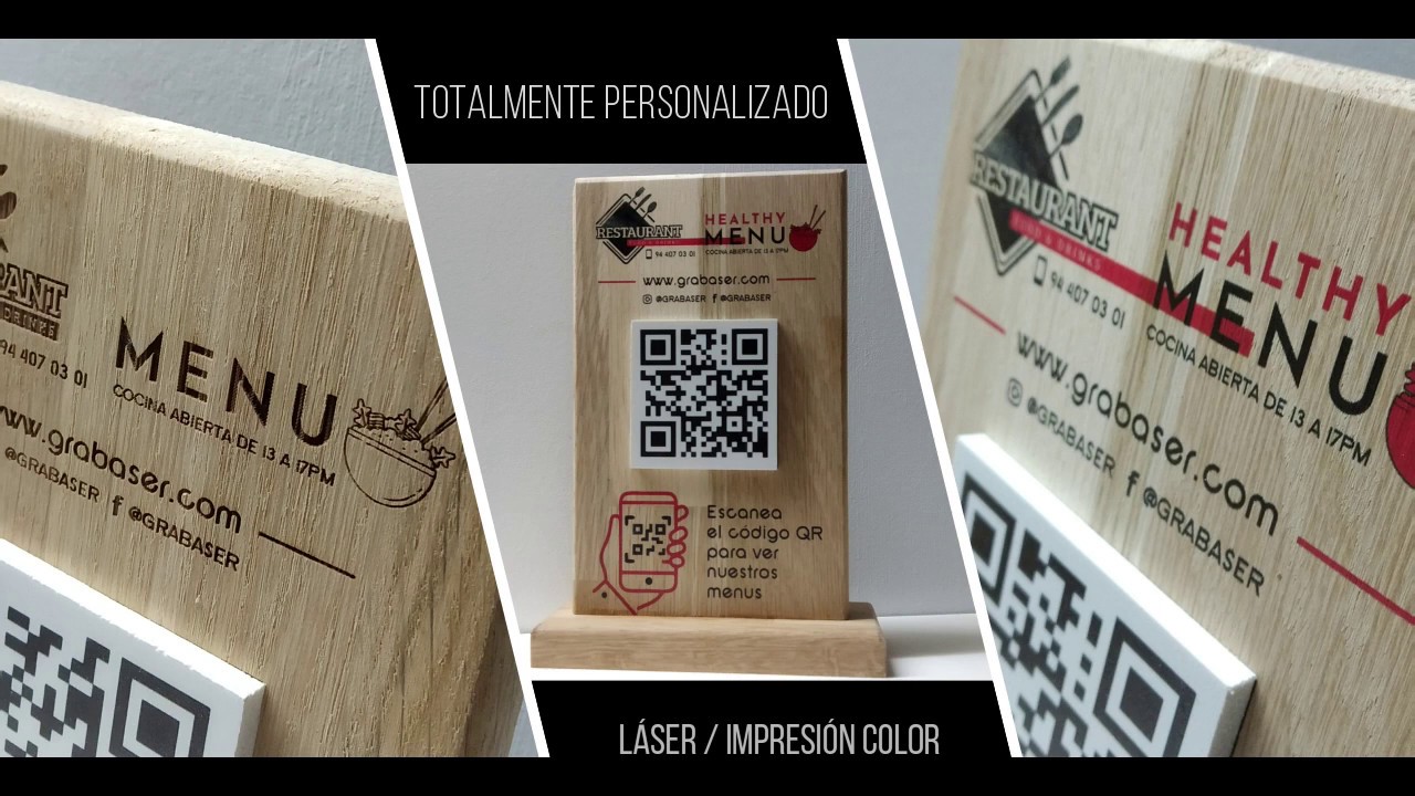 Cartas digitales mediante código QR en madera roble - YouTube