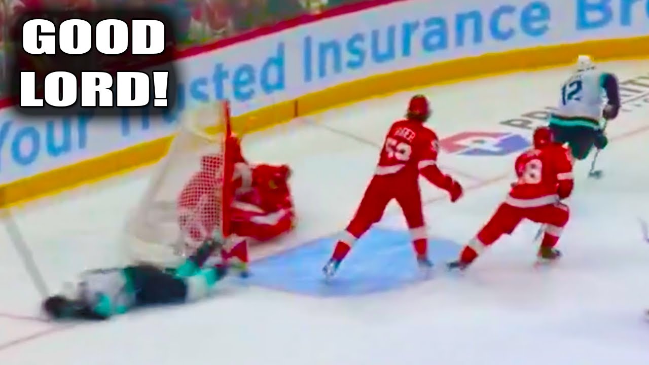 Jani Nyman Cam Talbot Collision Fight Scrum Ensues | Kraken vs Red ...