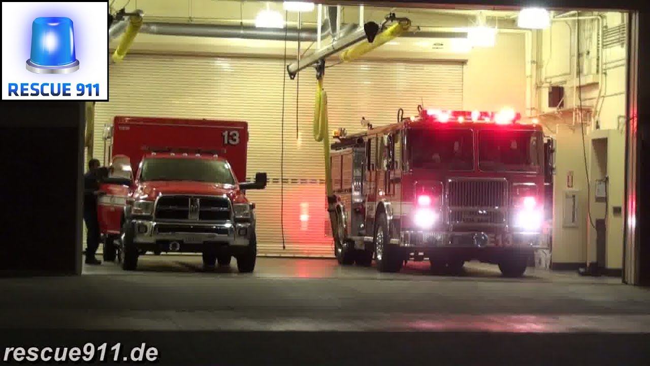[LAFD] Engine 13 + Rescue 13 Los Angeles Fire Department - YouTube